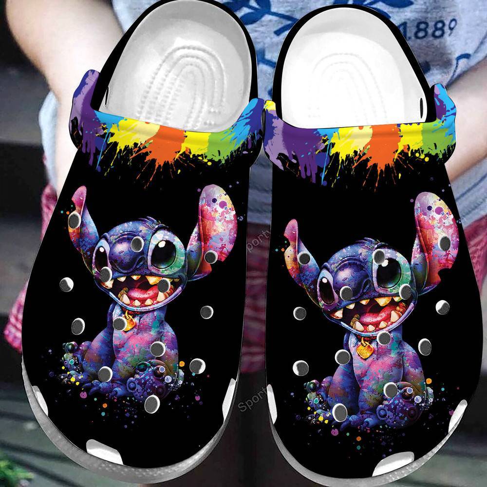 Amazing Watercolor Art Stitch So Cute Kids Clogs Shoes - 365crocs