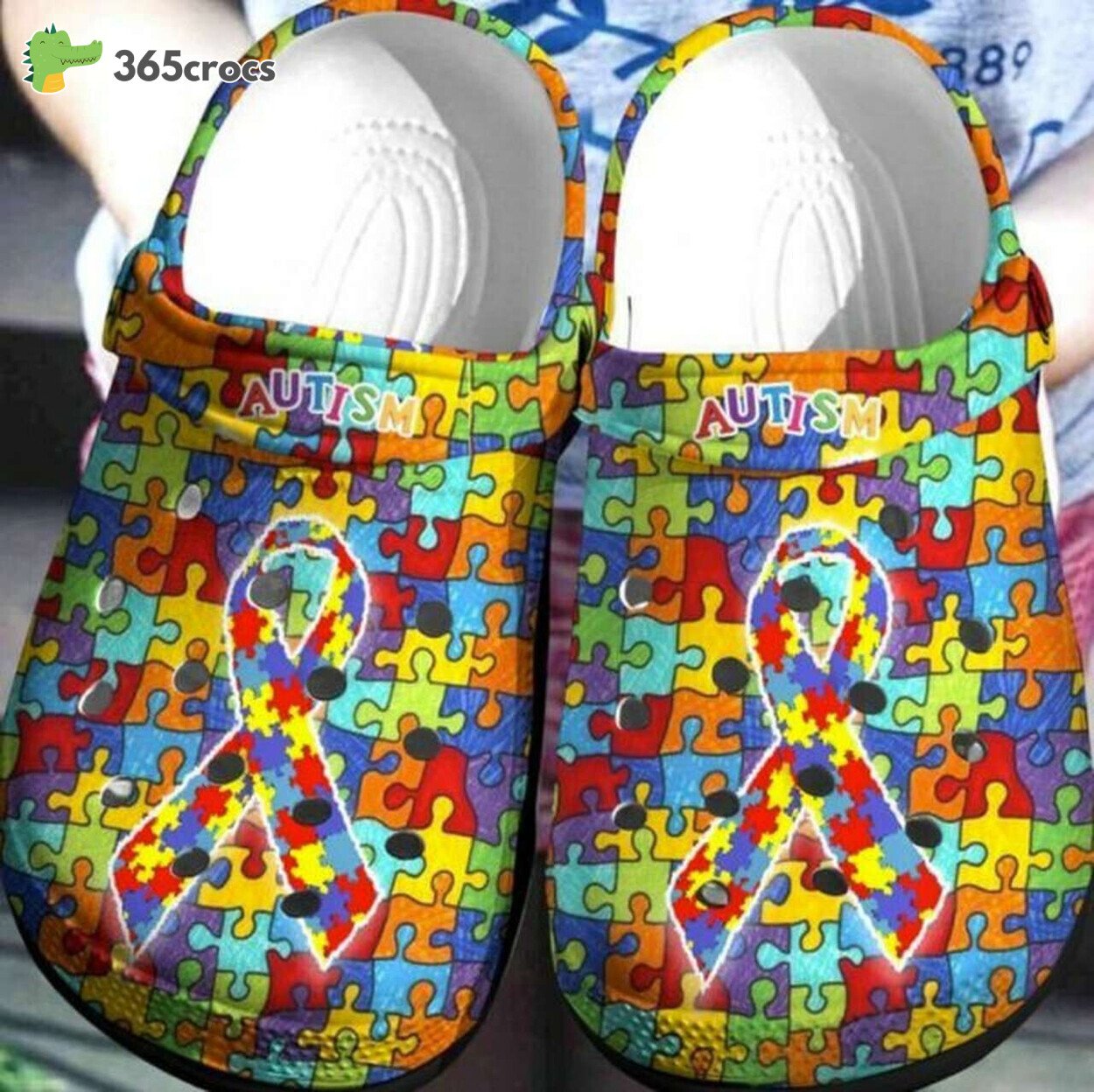 Autism Awareness Day Autism Ribbon Puzzle Piece Clog Shoes - 365crocs