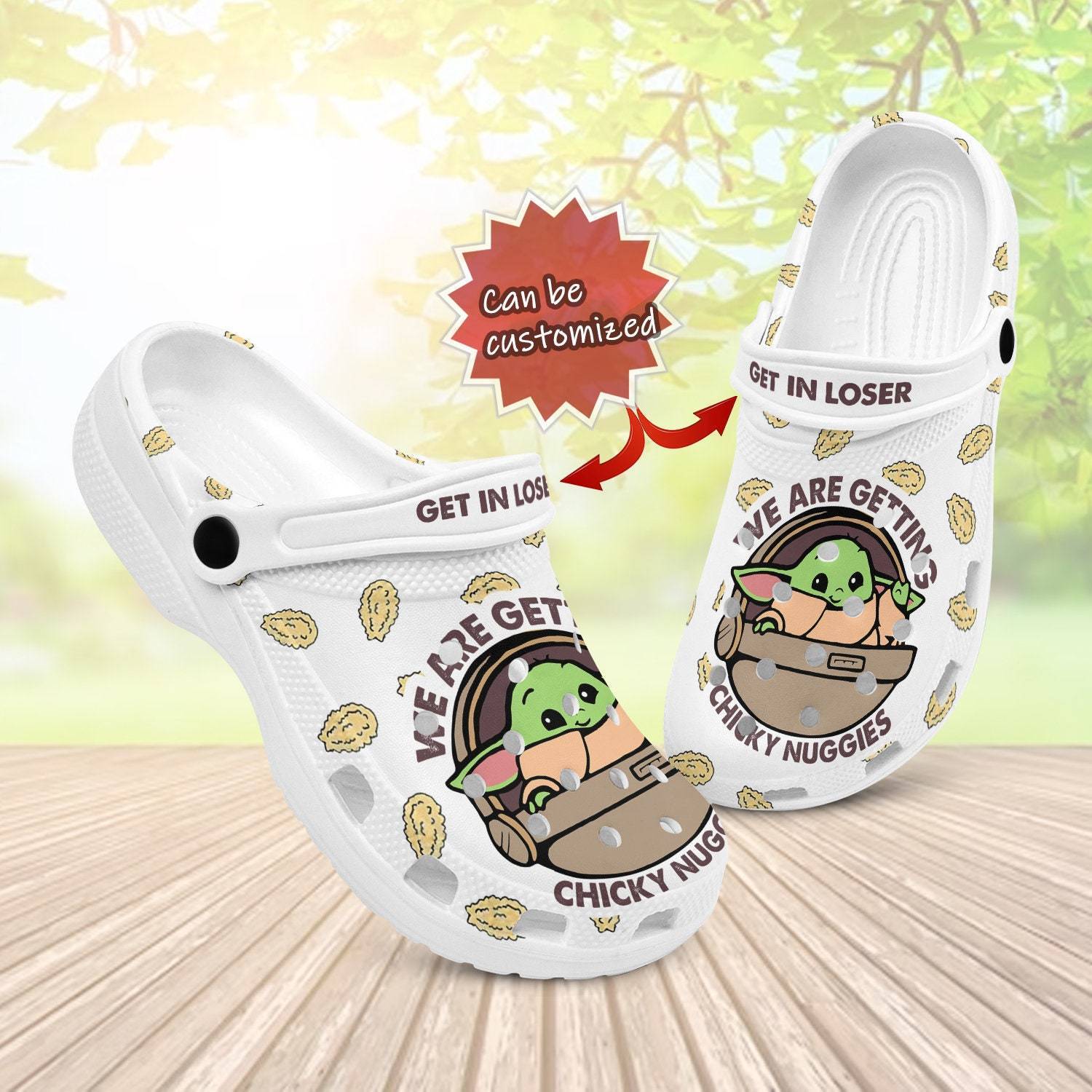 Baby Yoda Getting Chicky Nuggies Crocs Clog Shoes Birthday Gift 2023 ...