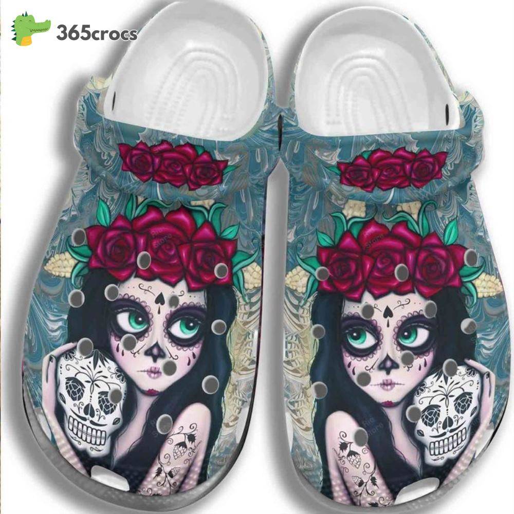 Beautiful Girl Flower Sugar Skull Mexican Excellent Presents Crocs Clog ...