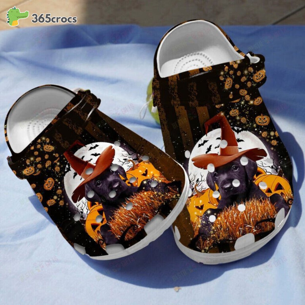 Black Labrador And Pumpkin Clogs Shoes Gifts For Halloween - 365crocs