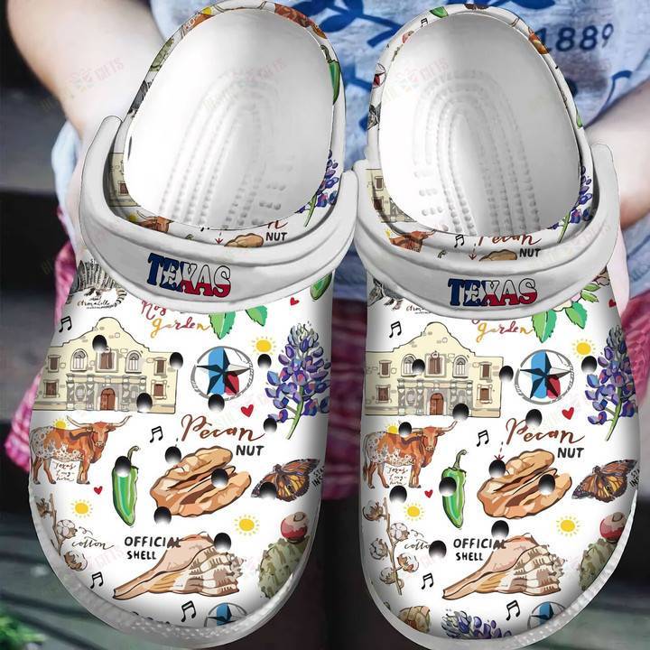 Colorful Symbols Of Texas Crocs Classic Clogs Shoes - 365crocs