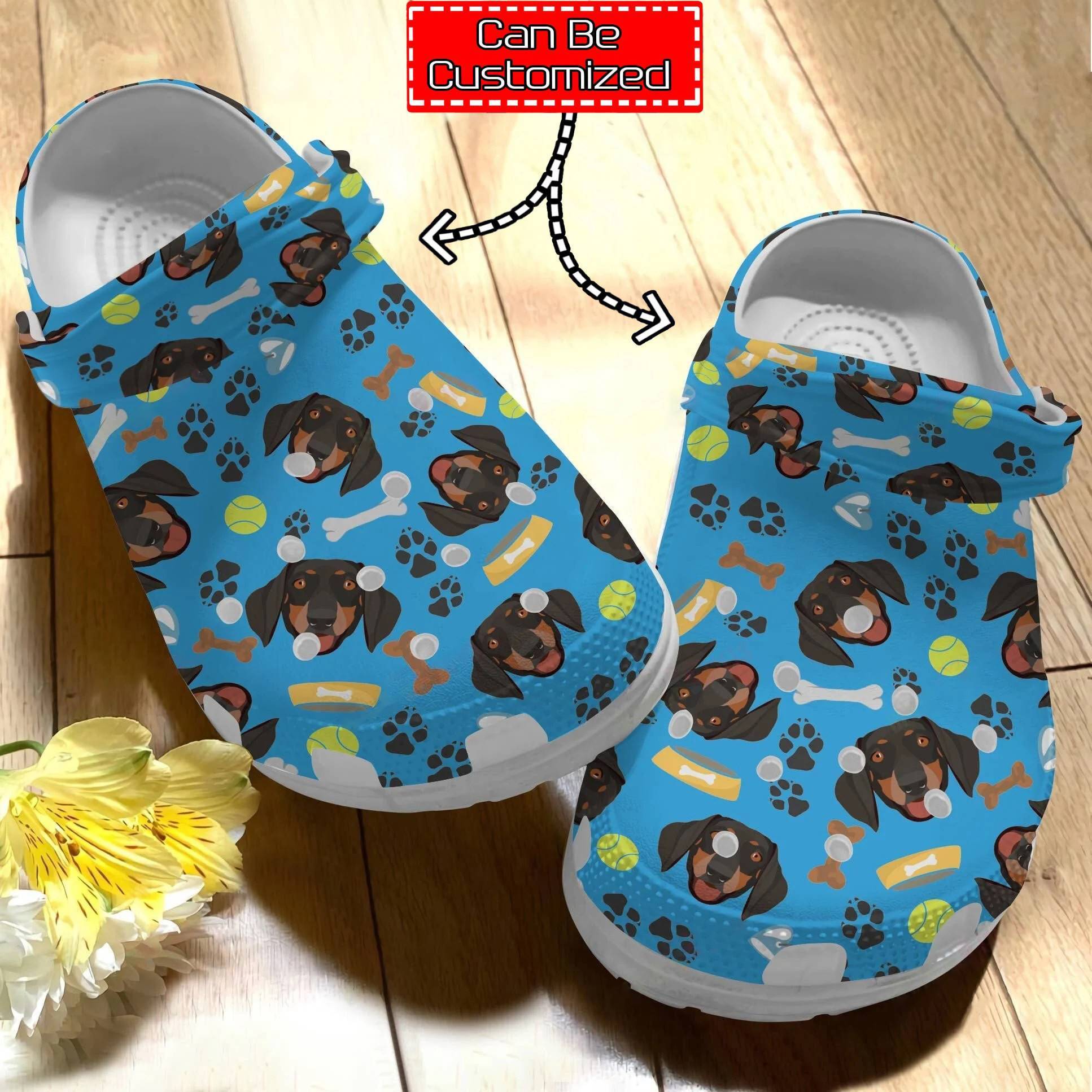 Custom Personalized Cute Dachshund Pattern Clog Crocs Shoes - 365crocs