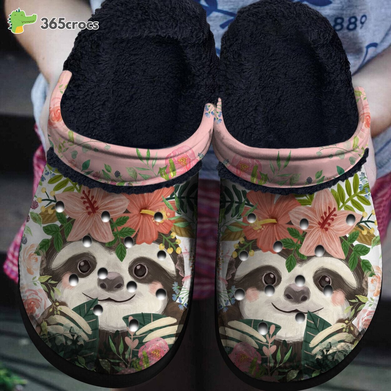 Cute Animal Sloth Floral Design Celebrated In These Unique Fleece Lined ...