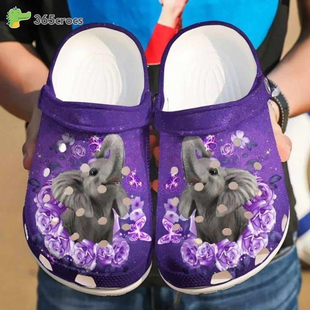 Elephant Purple Roses Flowers Butterfliess Birthday Gift For Elephant ...