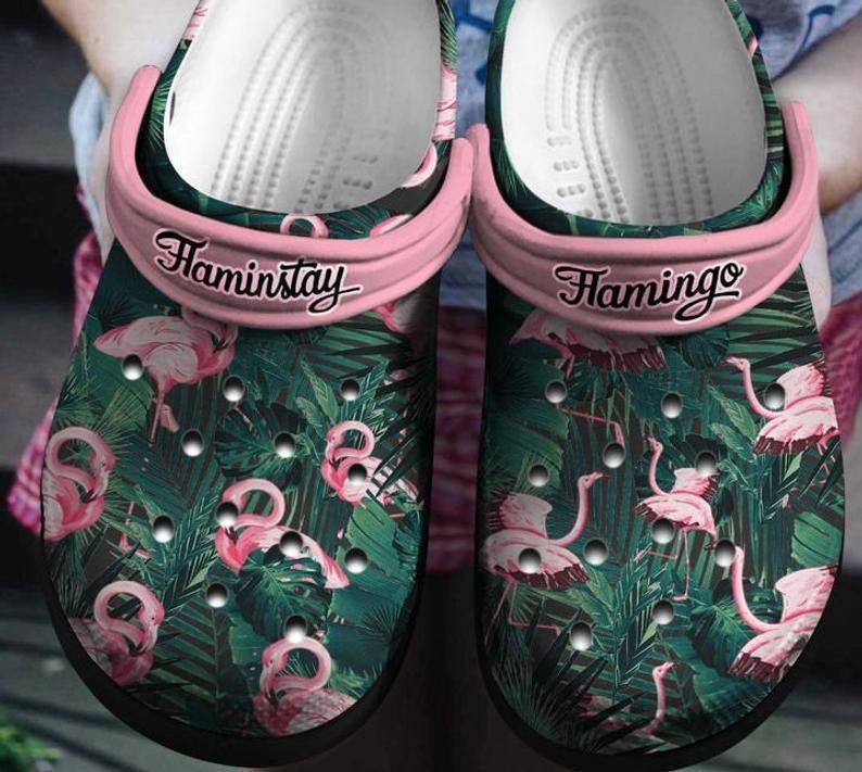 Flamingo Tropical Leaves Hawaii Rubber clog Crocs Shoes - 365crocs