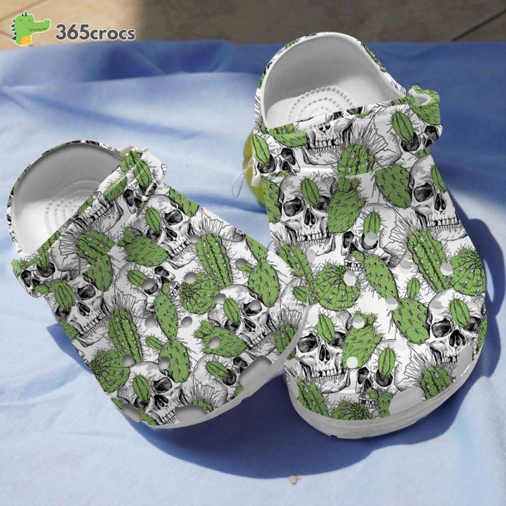 Funny Skull With Cactus Patternss For Cactus Skull Lovers Crocs Clog ...
