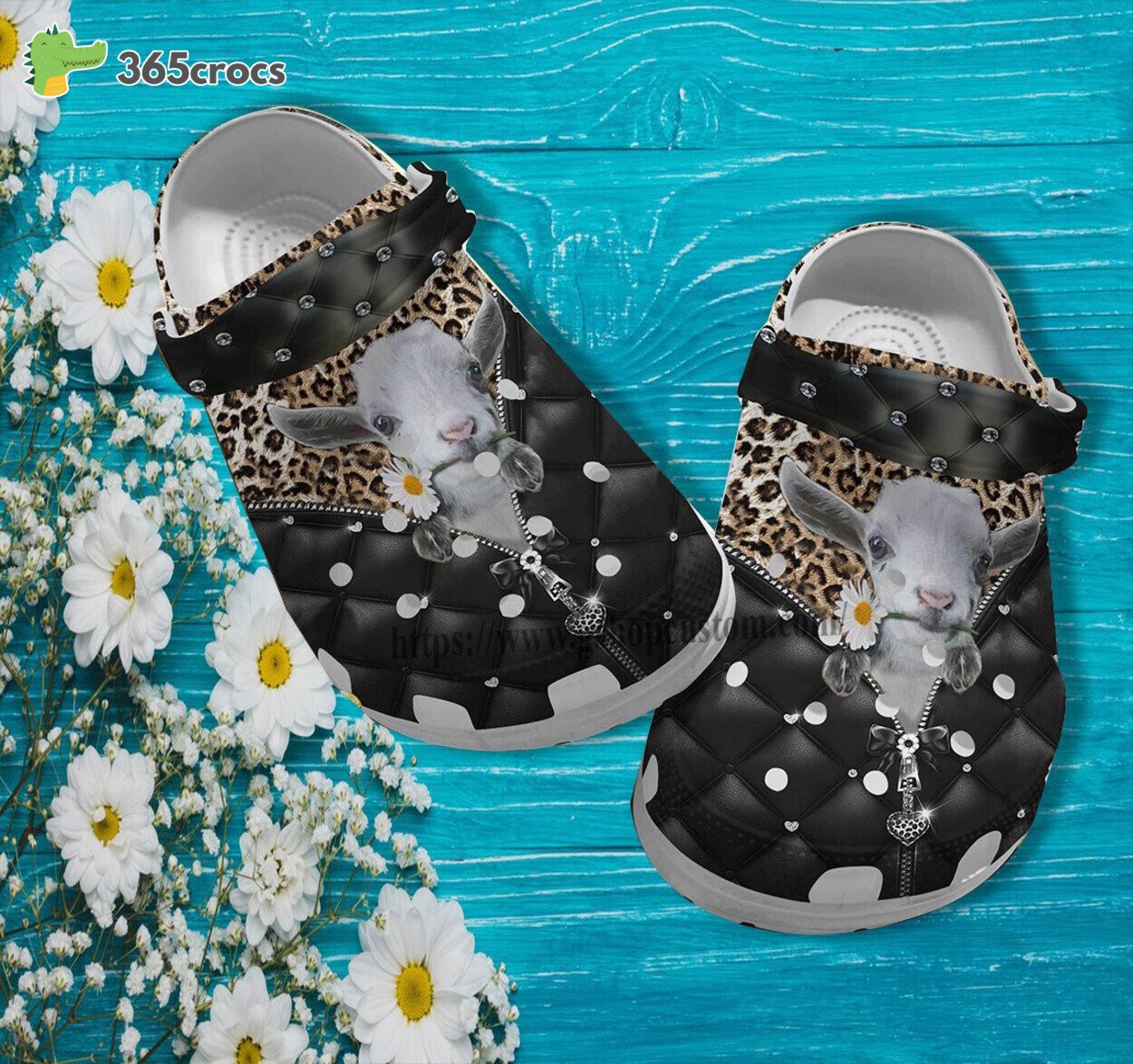 Goat Daisy Flower Leopard Bag 3D Croc Shoes Gift Besties - 365crocs