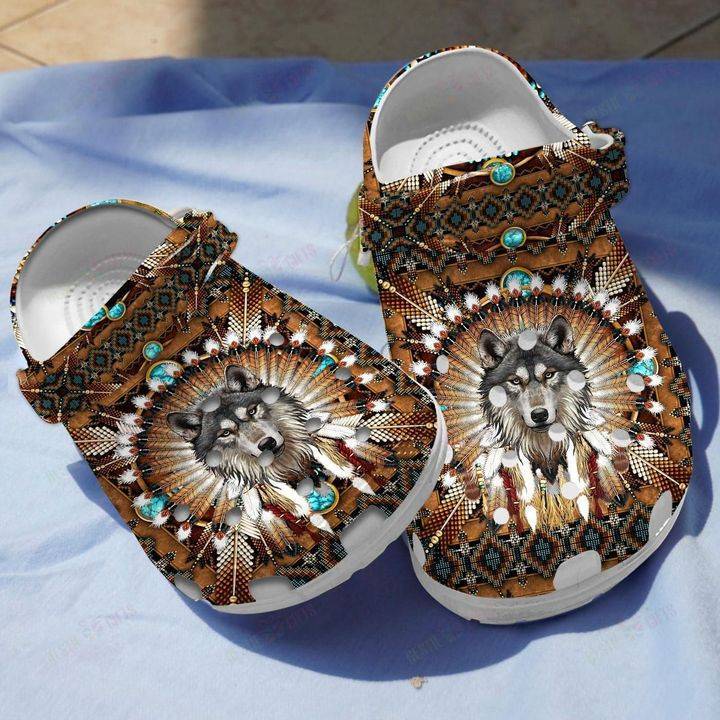 Native American Wolf Crocs Classic Clogs Shoes PANCR0524 - 365crocs