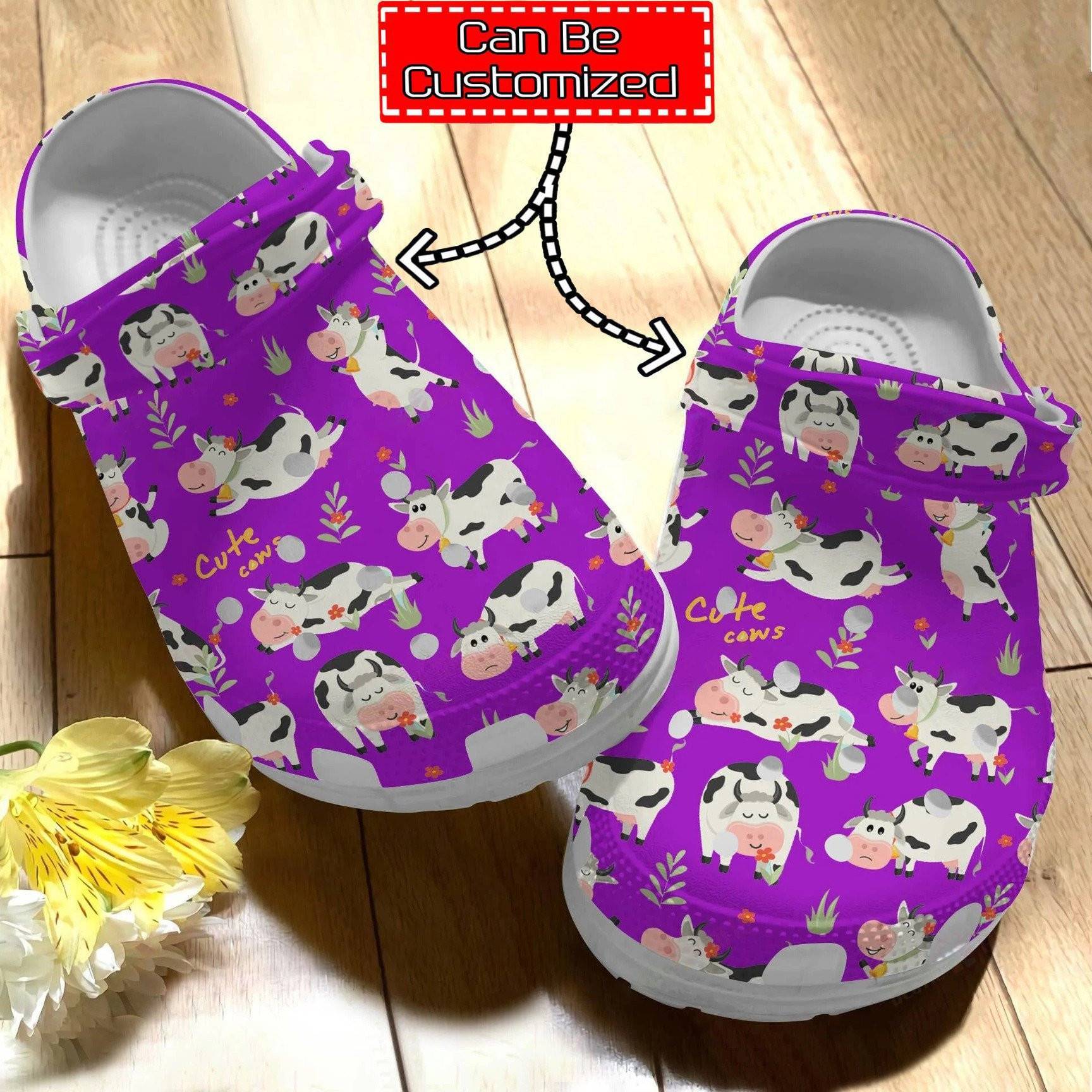 Personalized Cute Cow Pattern Crocs Clog Shoes Cow Print Crocs - 365crocs