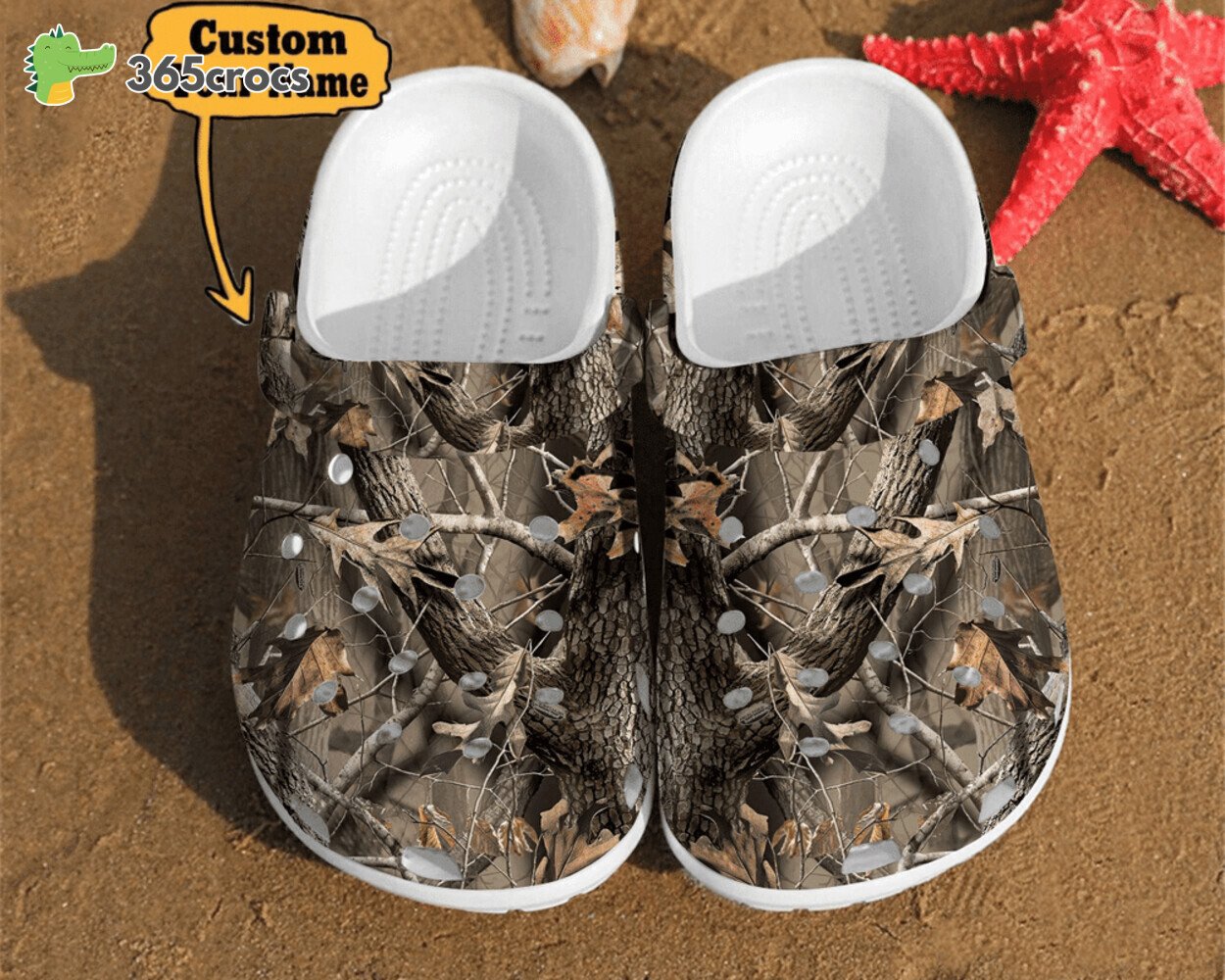 Personalized Fall Fall Tree Leaves Pattern Hunting Camo Gift Clog Shoes ...