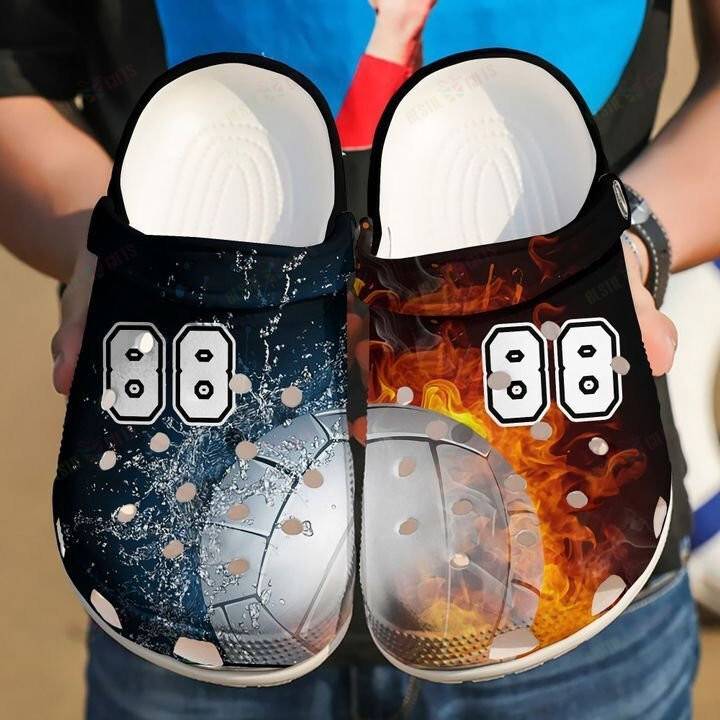 Personalized Volleyball Fire Water Crocs Classic Clogs Shoes - 365crocs