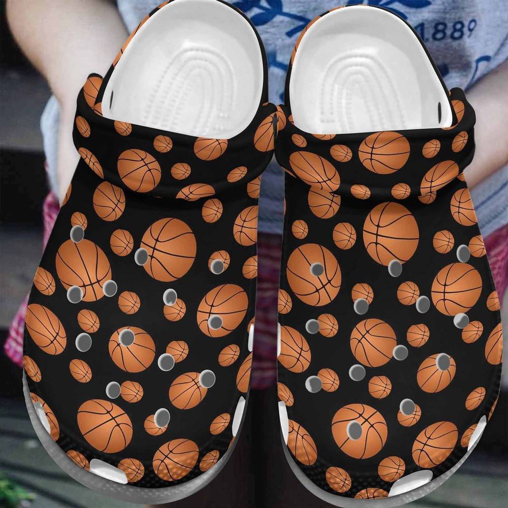 Simple Black Orange Basketball Pattern Clogs Shoes - 365crocs