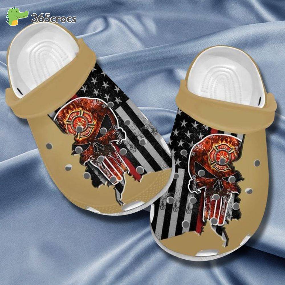 Skull Firefigherskull Punisher Firefighter First In Last Out Crocs Clog ...