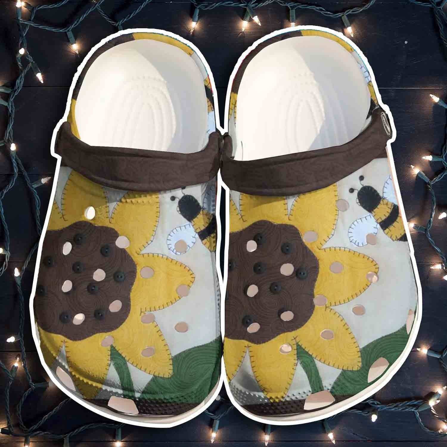 Sunflower Bee Suture Crocs Shoes Clogs For Niece Daughter - 365crocs