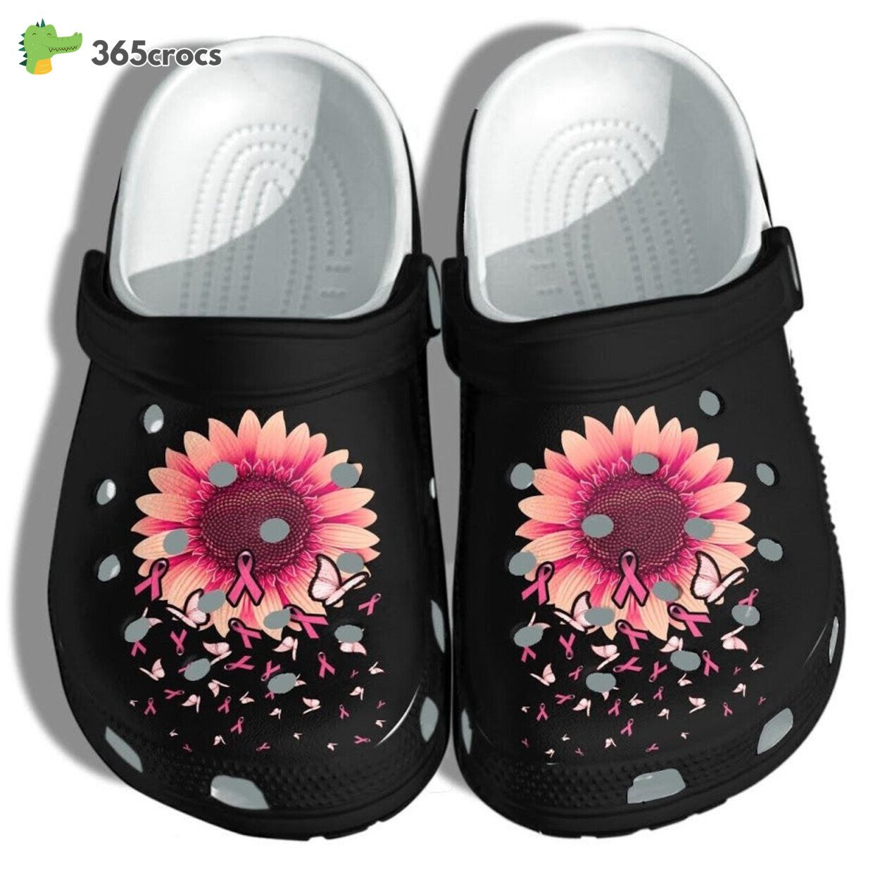 Sunflower Butterfly Breast Cancer Awareness Women Supportive Clogs ...