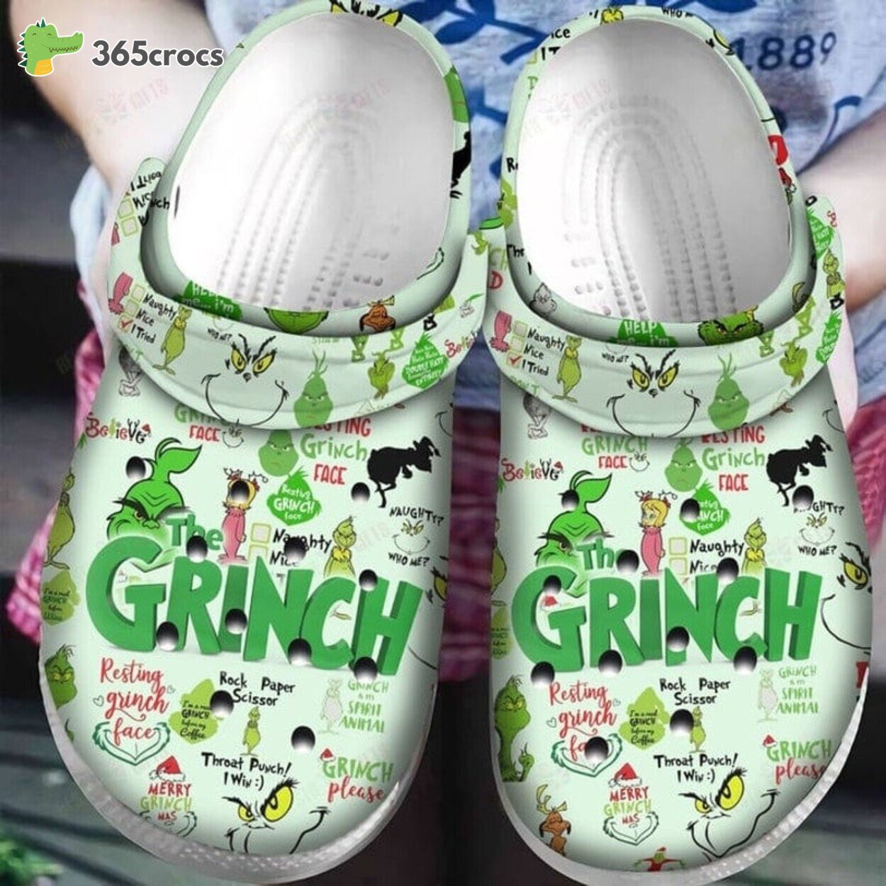 The Grinch Personalized Festive Christmas Comfort Crocs - 365crocs